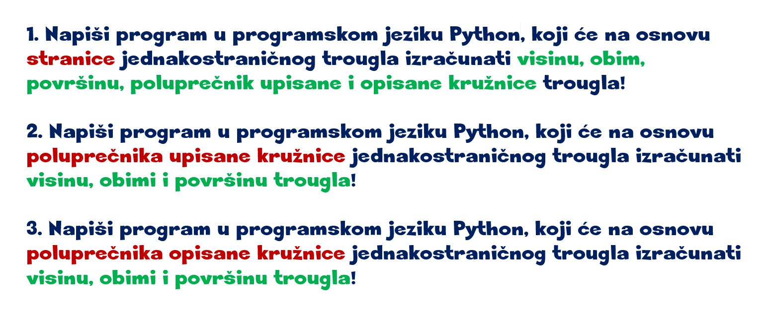 OBIM I POVRŠINA PRAVILNOG TROUGLA - PYTHON PROGRAMIRANJE
